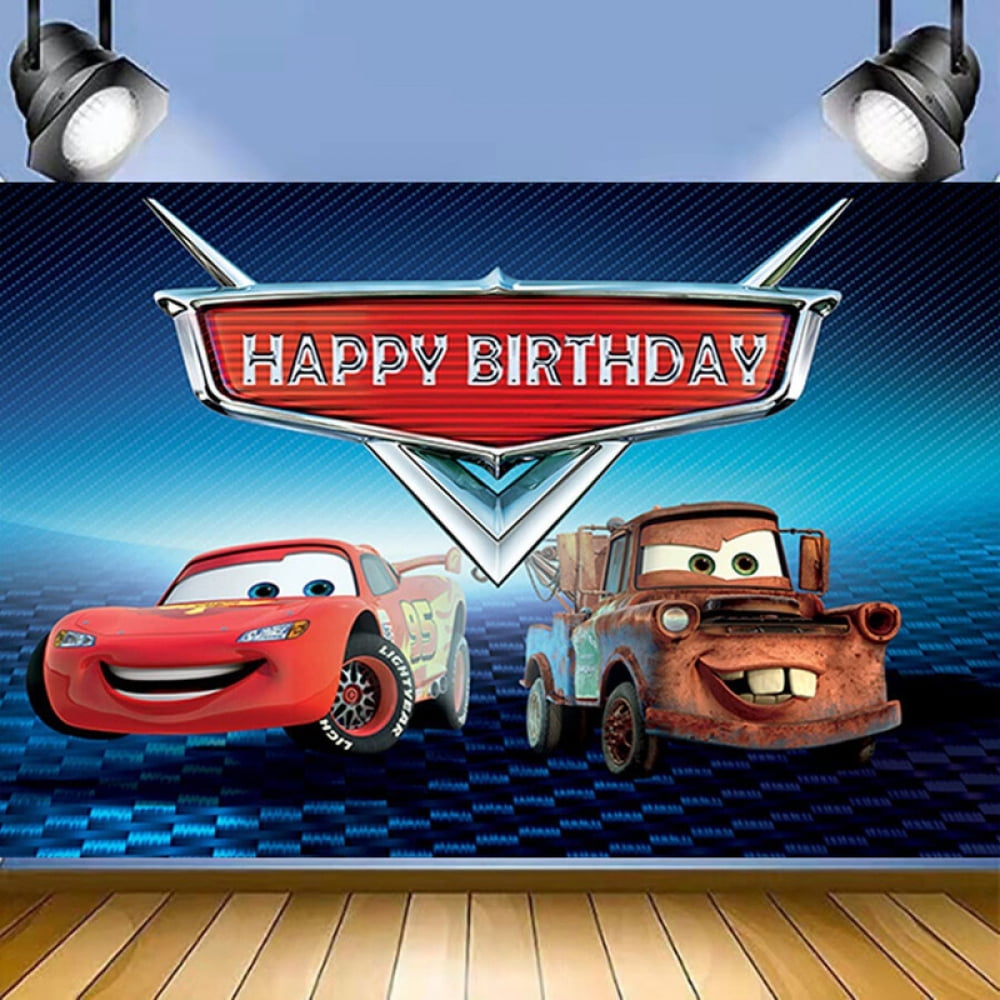 Cars Happy Birthday Anime Cartoon Theme Backdrops Banner Birthday Party ...