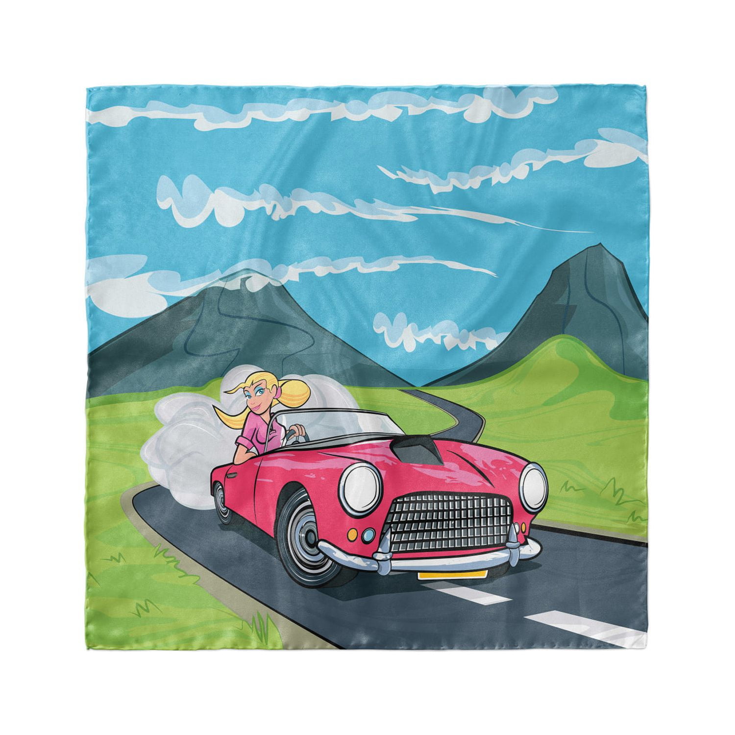 Cars Head Scarf, Blonde Girl Drives on Road, Head Wrap, 3 Sizes, by ...