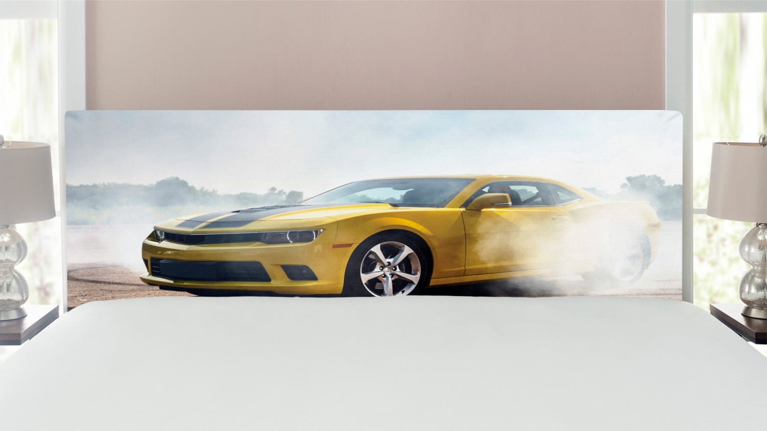 Cars Headboard, Racer Sports Car in Course of Competition Drifting with ...