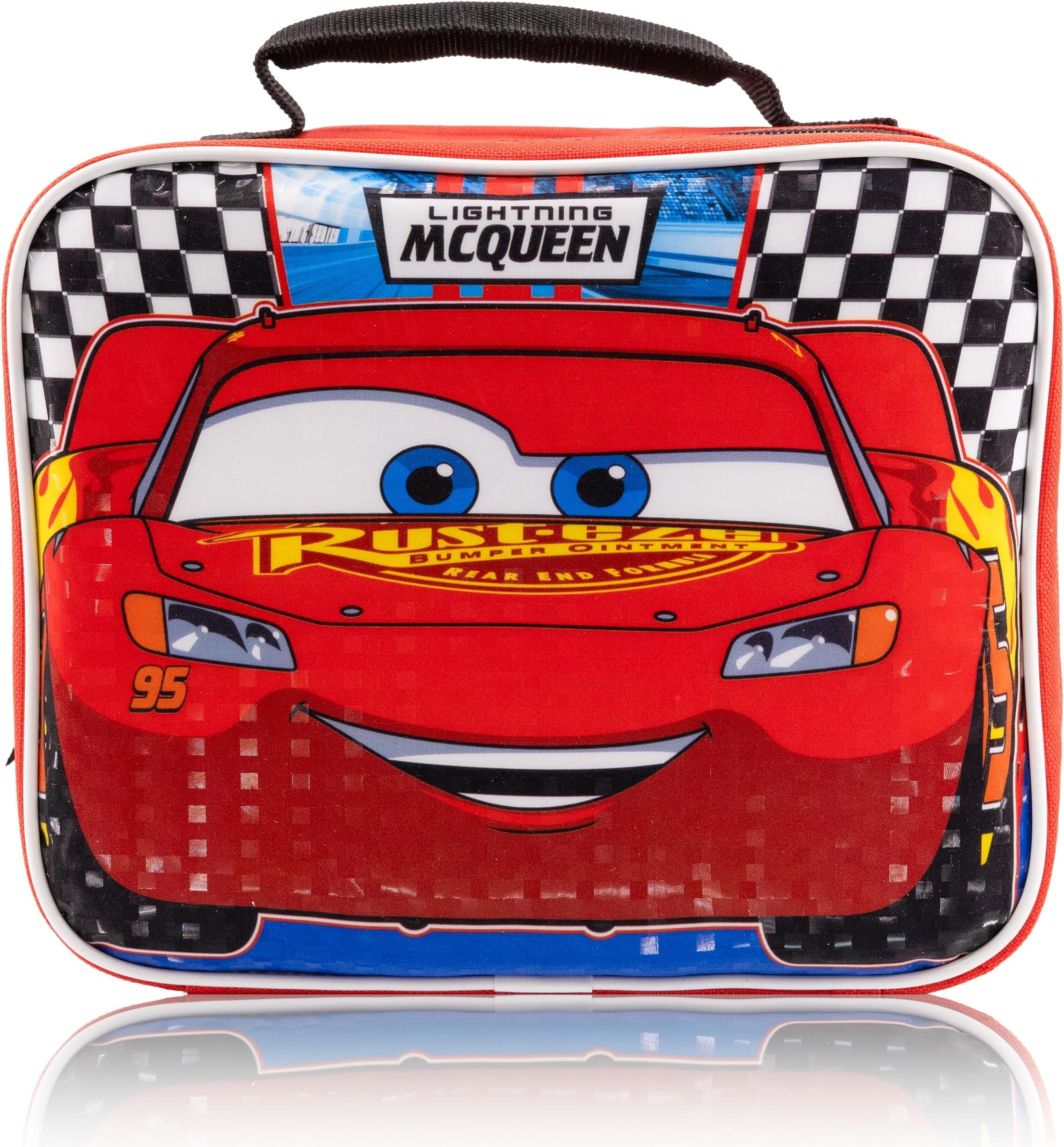 Cars Lightning McQueen Checkered Fabric Reusable Lunch Bag - Walmart.com