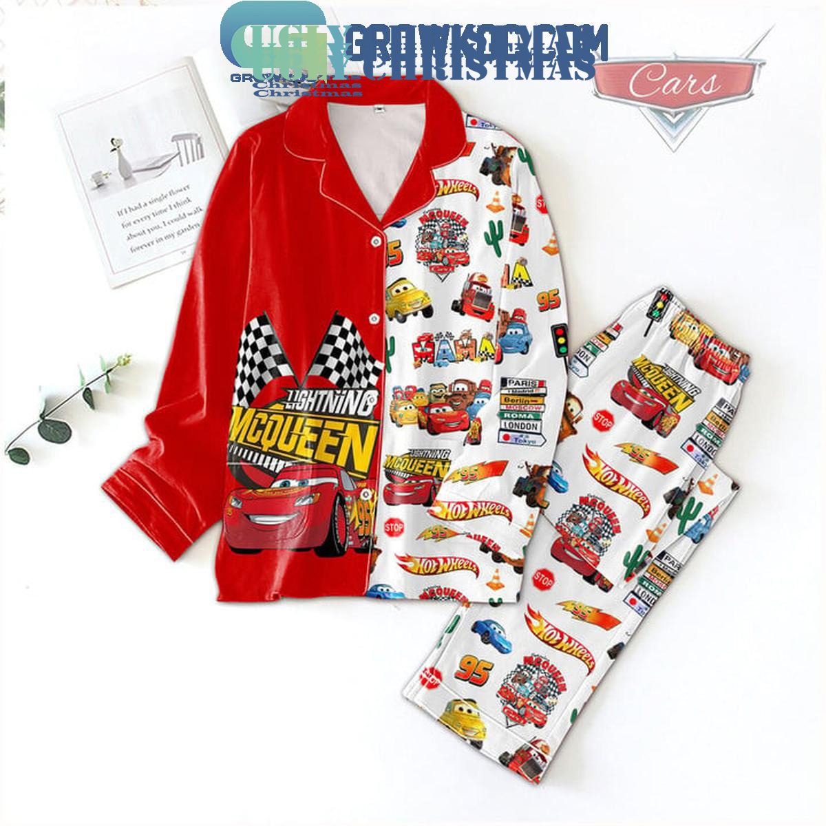 Cars Lightning McQueen Hot Wheels 2024 Polyester Pajamas Set - Walmart.com