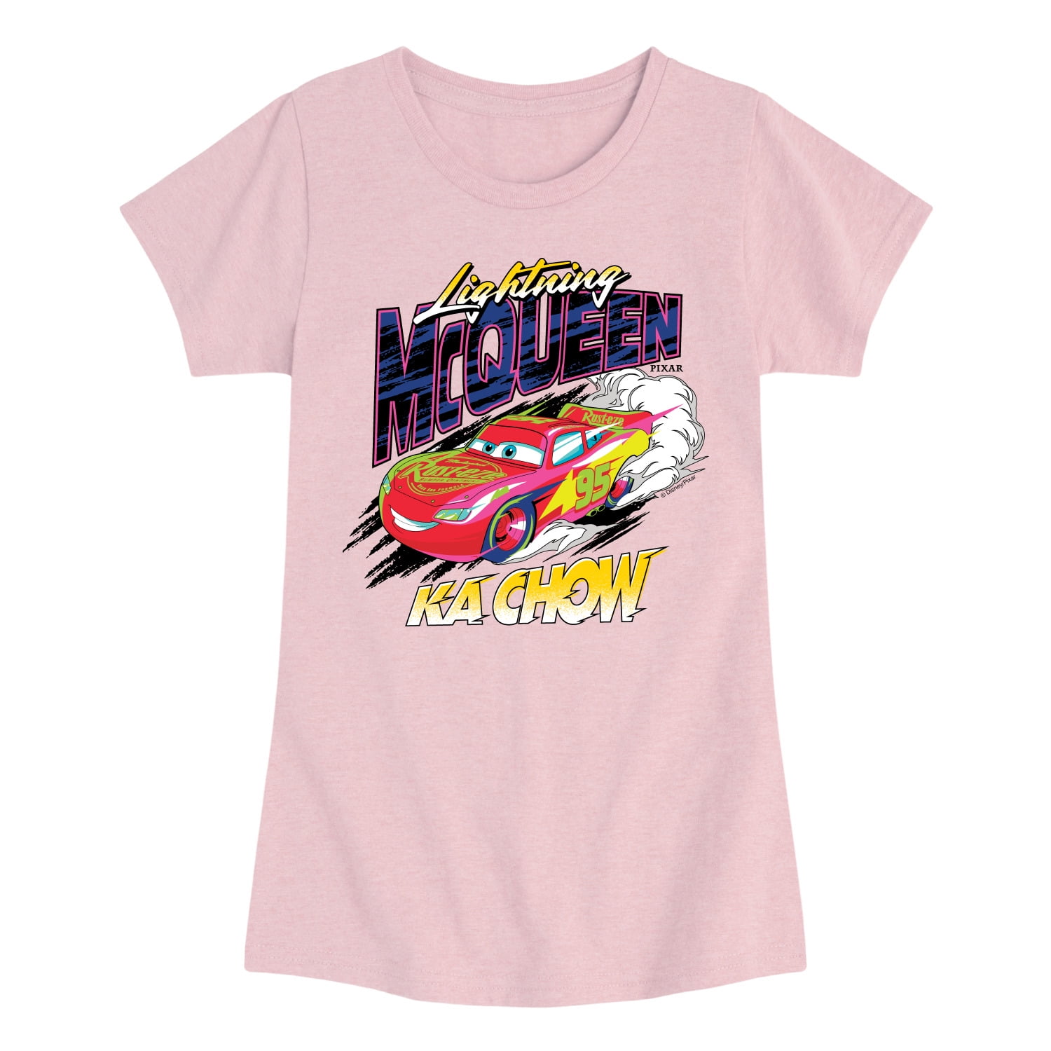 Cars - Lightning McQueen Kachow - Youth Girls Fitted Short Sleeve T ...