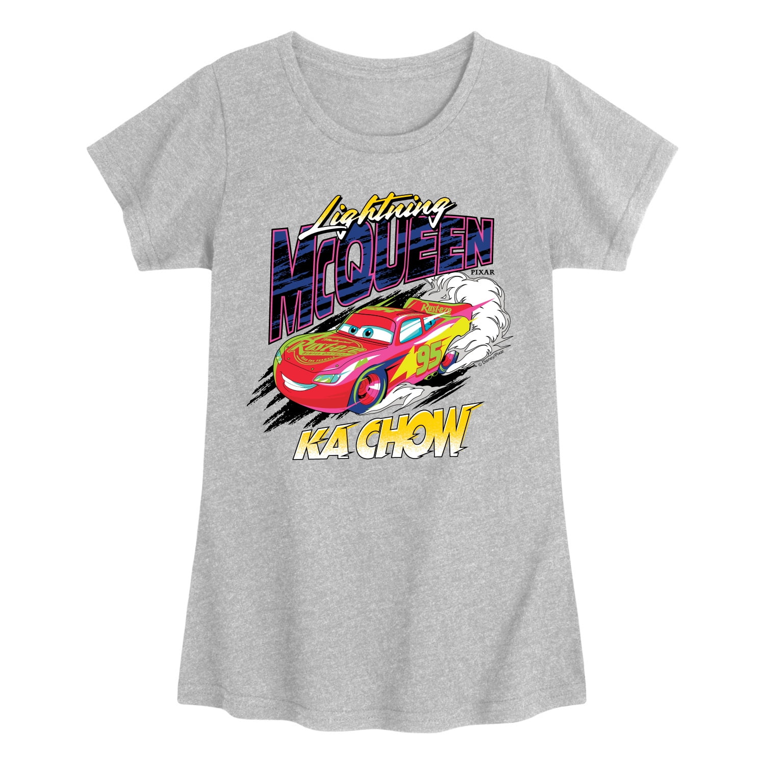 Cars - Lightning McQueen Kachow - Youth Girls Fitted Short Sleeve T ...