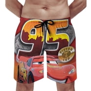 Disney Cars Little Boys' Lightning McQueen Swim Trunks, Sizes 4-7 ...