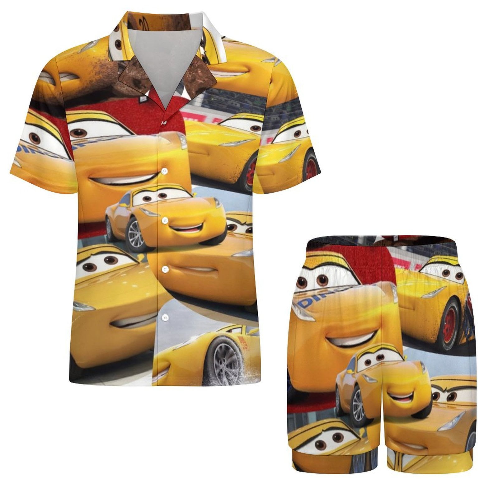 Cars Lightning McQueen Pajamas Set Button Down 2 Piece Pjs Shorts Set ...