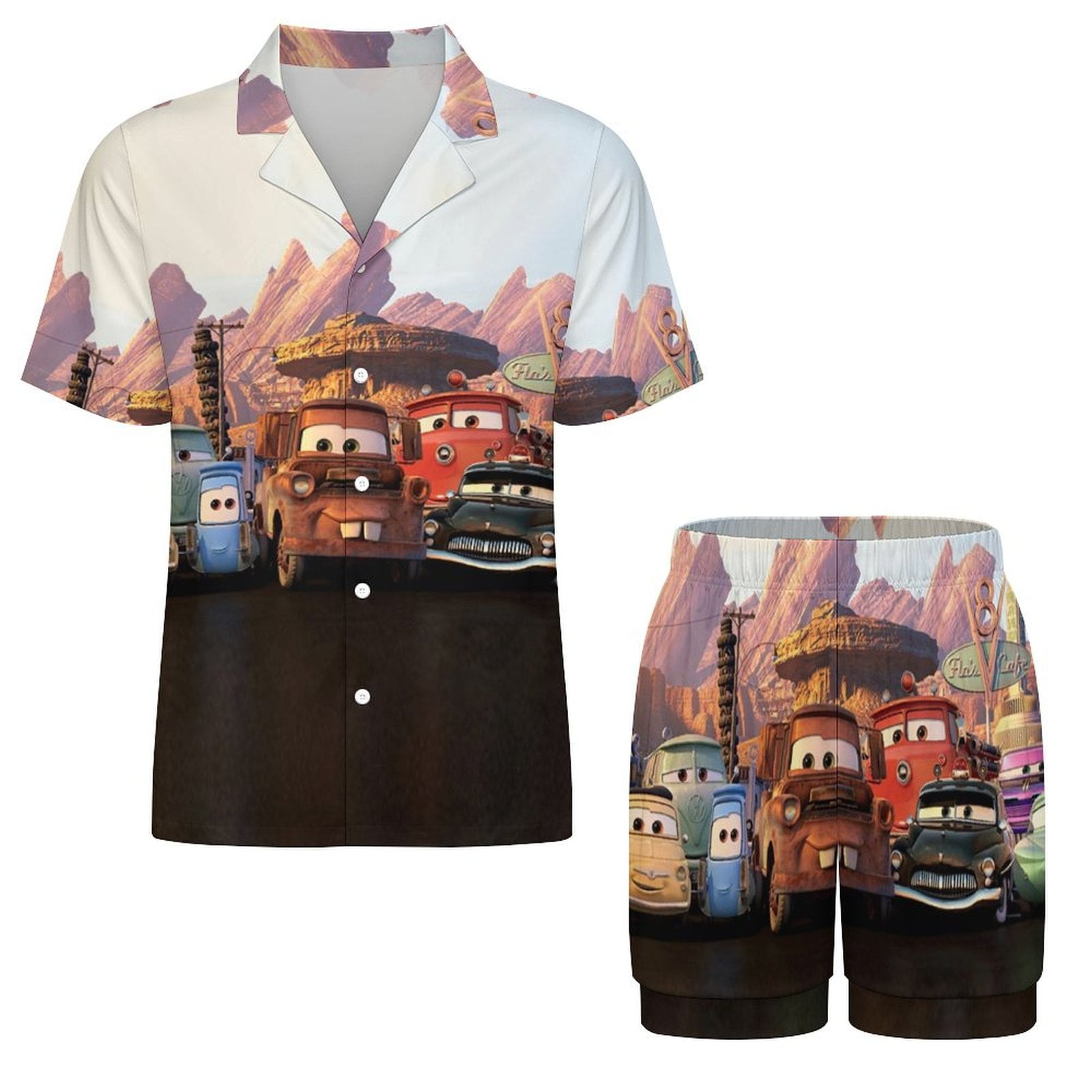 Cars Lightning McQueen Pajamas Set Button Down 2 Piece Pjs Shorts Set ...