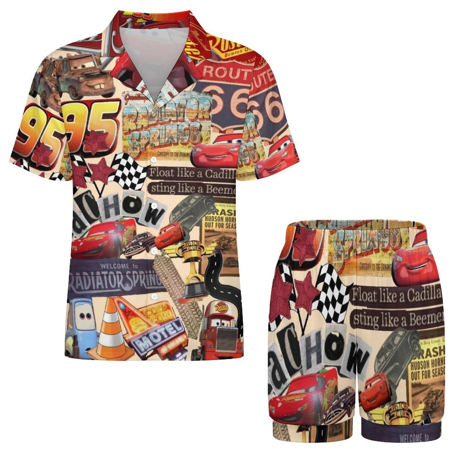 Cars Lightning McQueen Pajamas Set Button Down 2 Piece Pjs Shorts Set ...