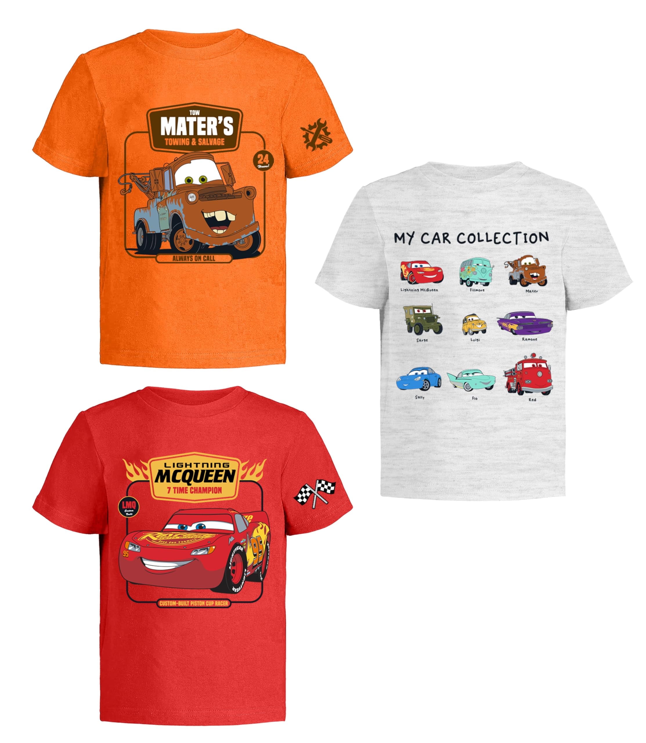 Cars Lightning McQueen Pixar Graphic T-Shirts (3 Pack) Outfits Toddlers ...