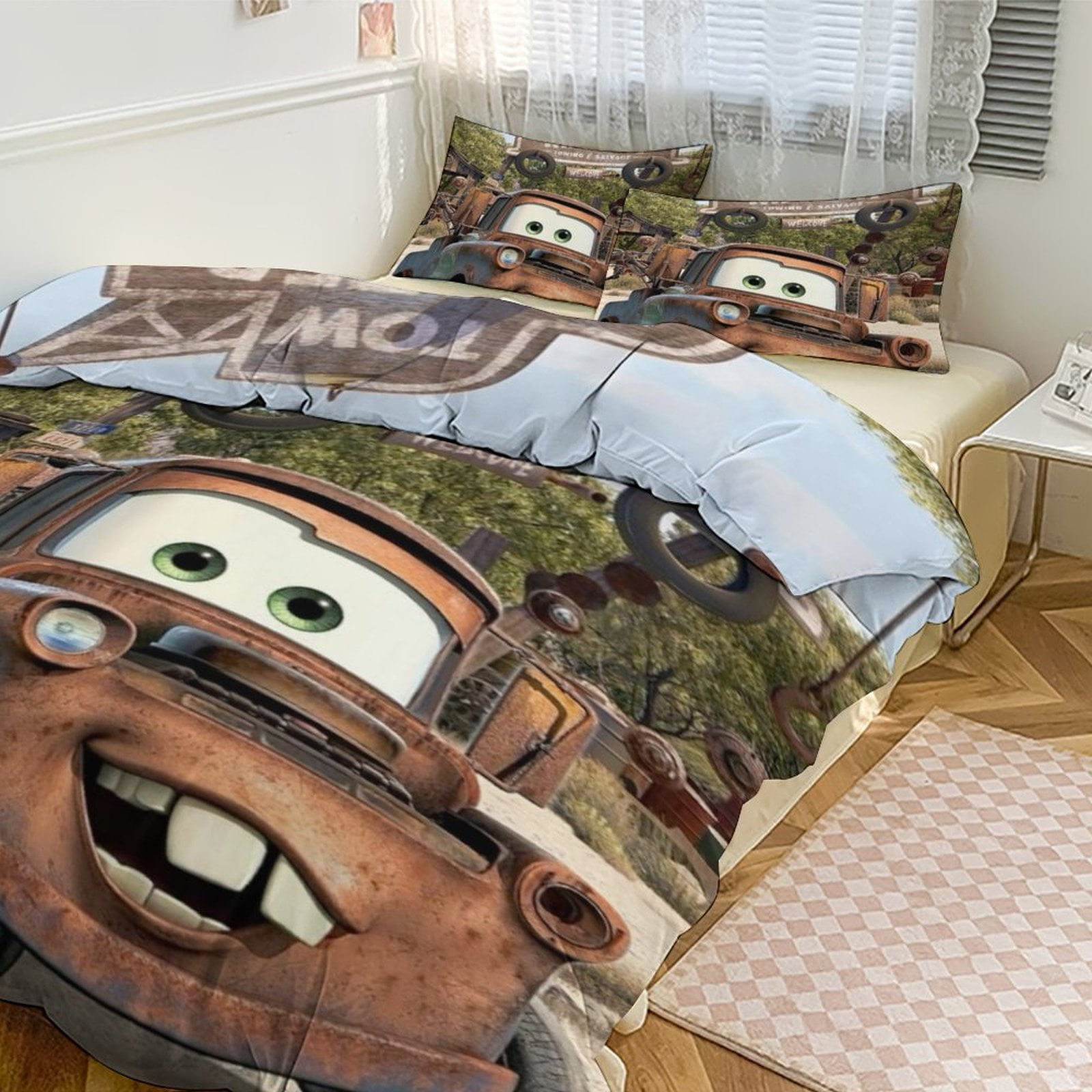 Cars Lightning McQueen Print Bedding Set Pattern Duvet Cove Set 3 ...