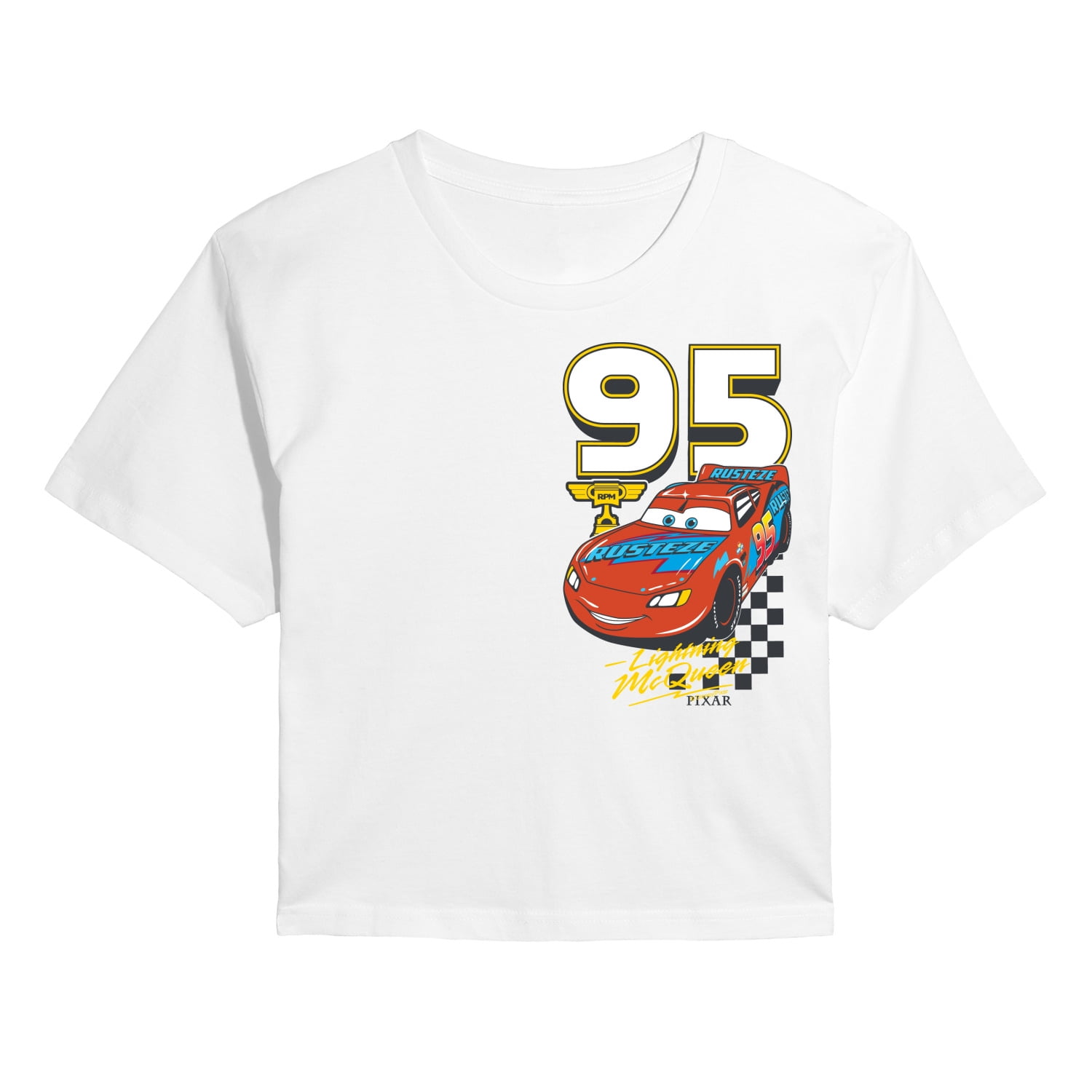 Cars - Lightning McQueen Race - Juniors Cropped Graphic T-Shirt ...