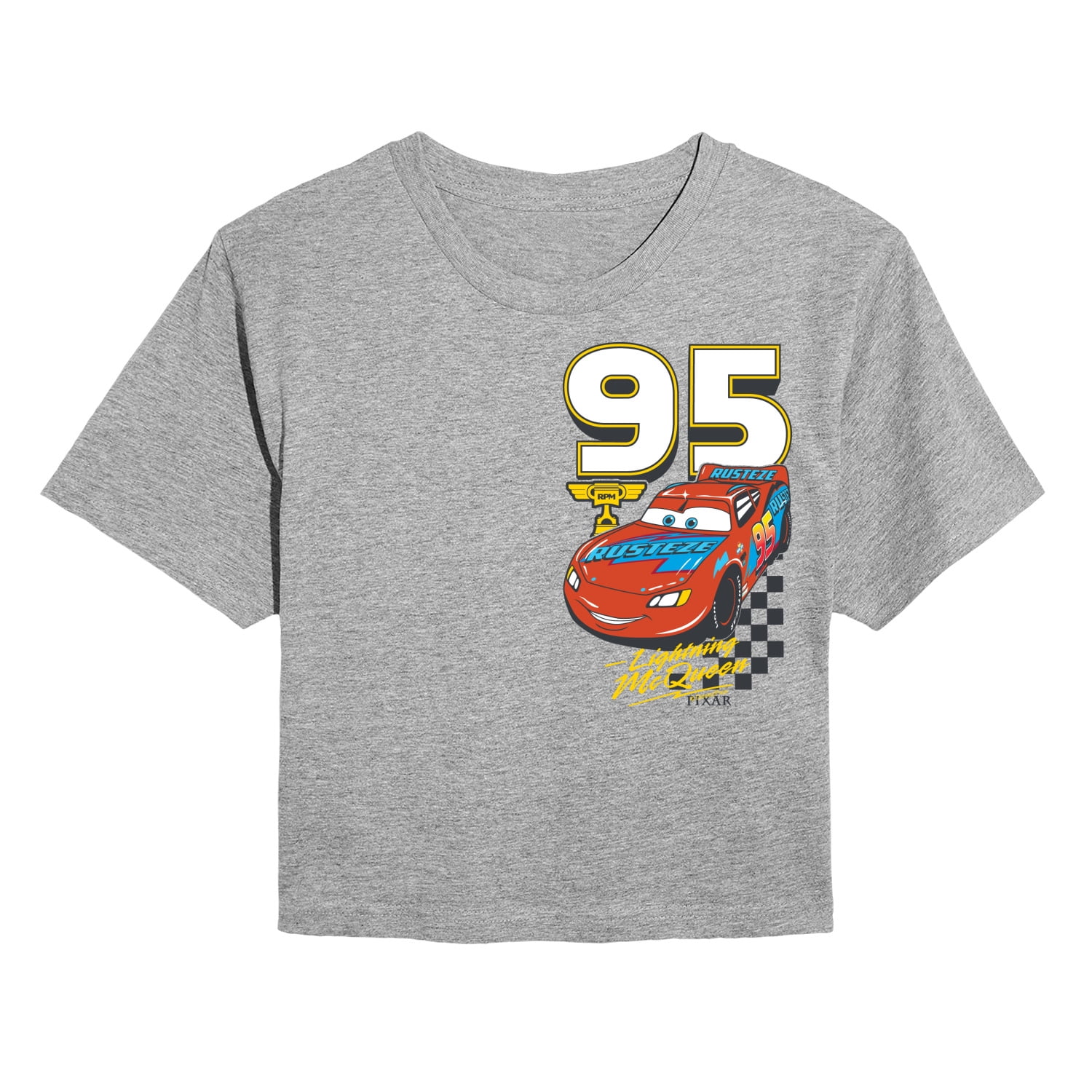 Cars - Lightning McQueen Race - Juniors Cropped Graphic T-Shirt ...