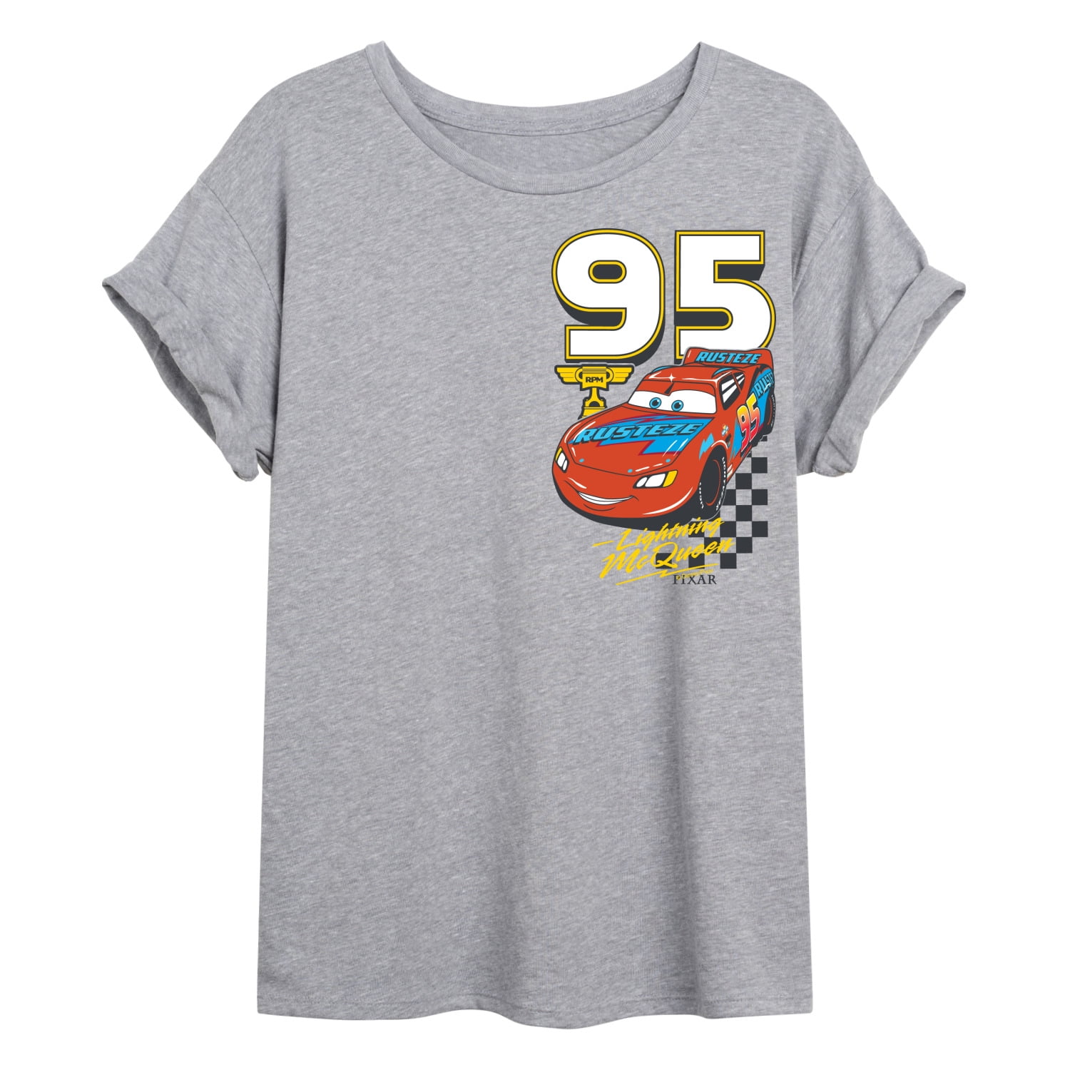 Cars - Lightning McQueen Race - Juniors Oversized Graphic T-Shirt ...