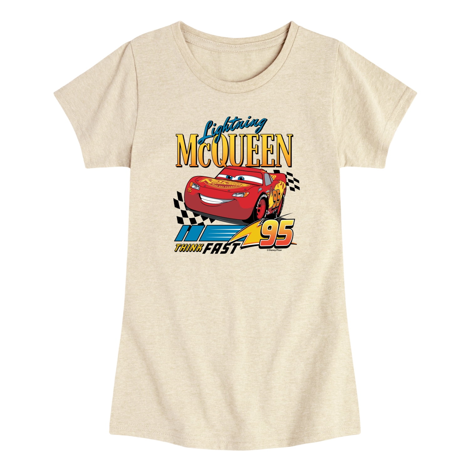Cars - Lightning McQueen Think Fast - Toddler Girls Fitted Short Sleeve ...