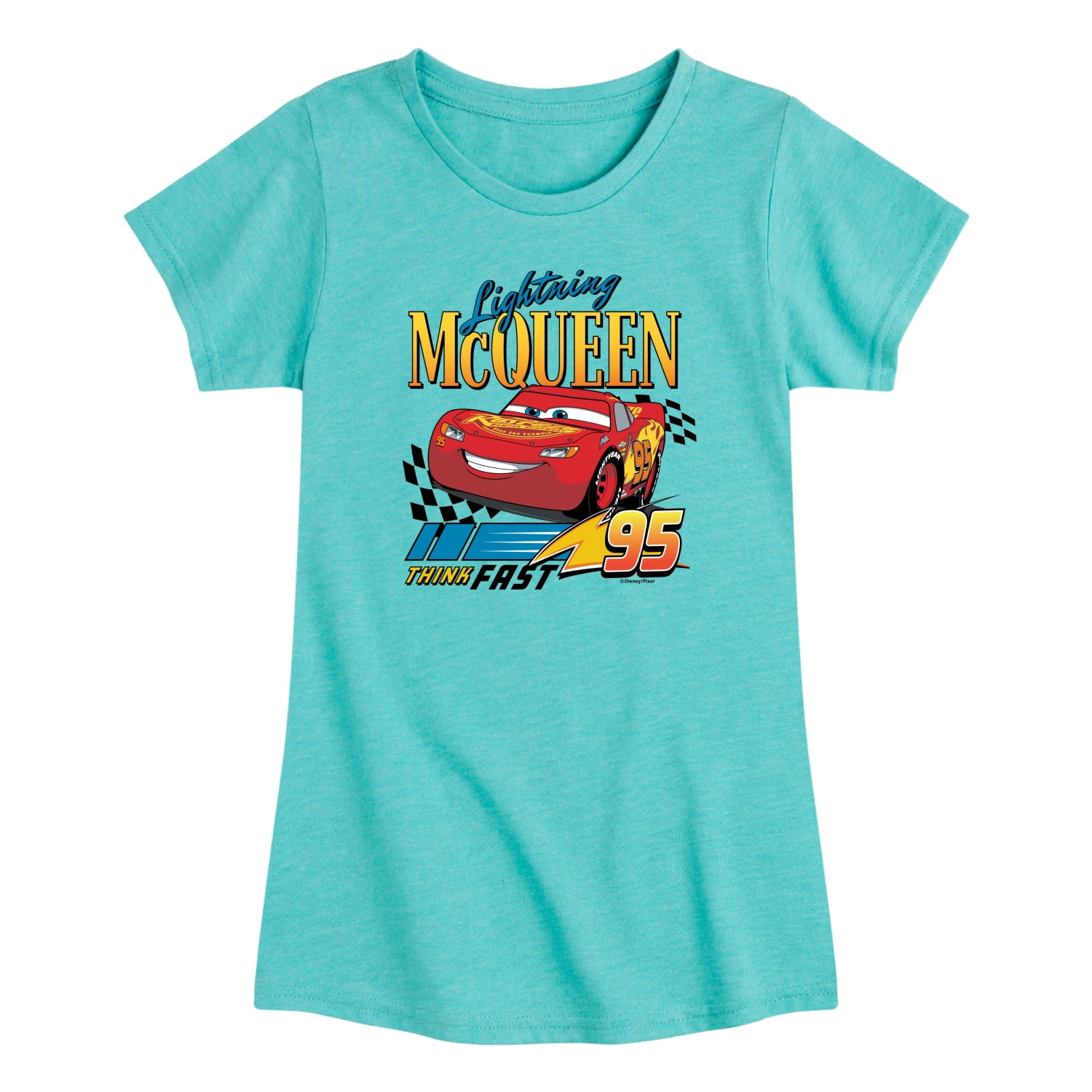 Cars - Lightning McQueen Think Fast - Toddler Girls Fitted Short Sleeve ...
