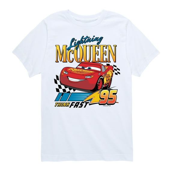 Cars - Lightning McQueen Think Fast - Youth Boys Short Sleeve Graphic T ...