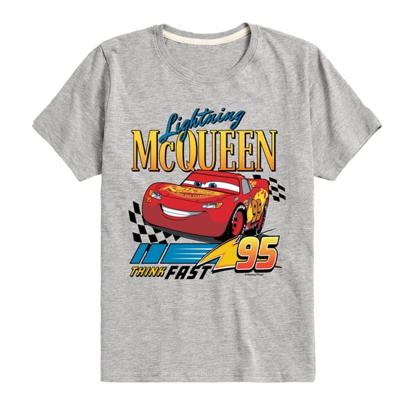 Cars - Lightning McQueen Think Fast - Youth Boys Short Sleeve Graphic T ...