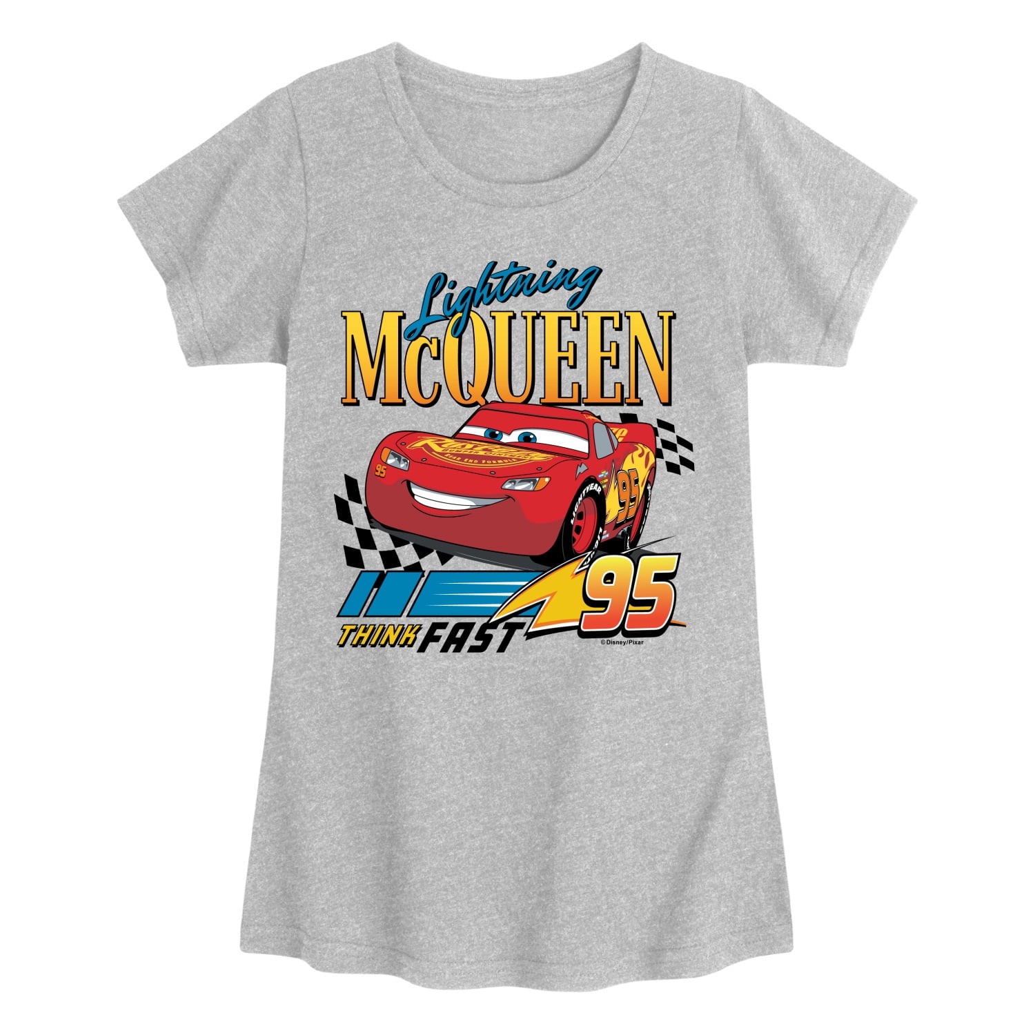 Cars - Lightning McQueen Think Fast - Youth Girls Fitted Short Sleeve T ...