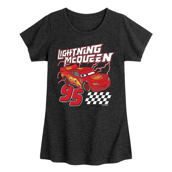Cars - Lightning McQueen - Youth Girls Fitted Short Sleeve T-Shirt ...