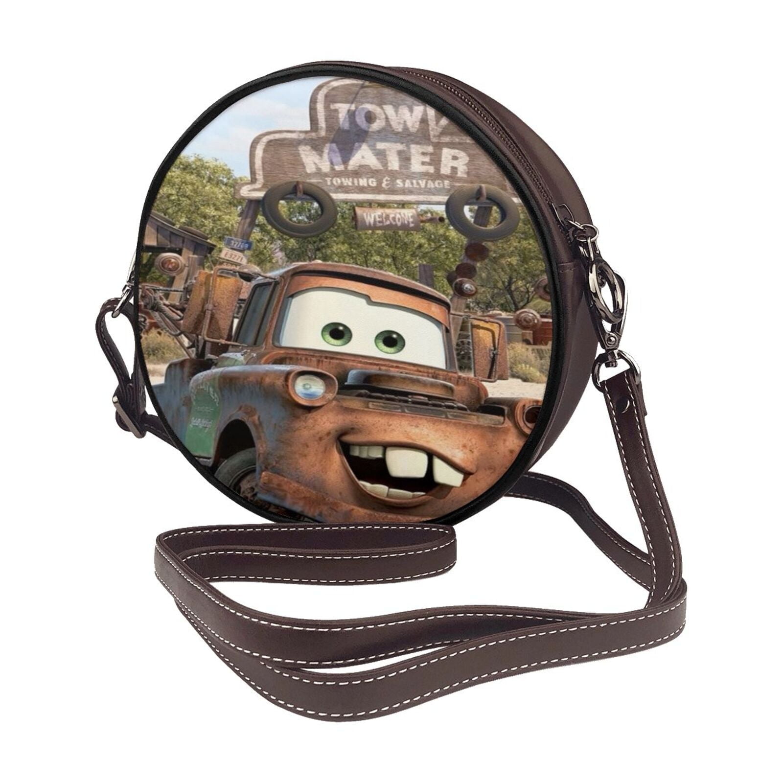 Cars Lightning Mcqueen Round Tote Handbags,PU Leather Round Crossbody ...