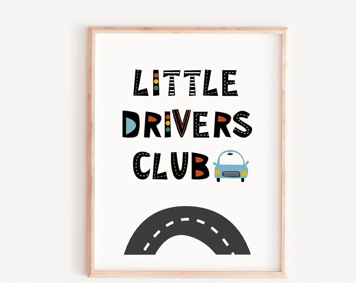 Cars, Little Drivers Club, Kids Cars Print, Children Wall Decor Prints ...