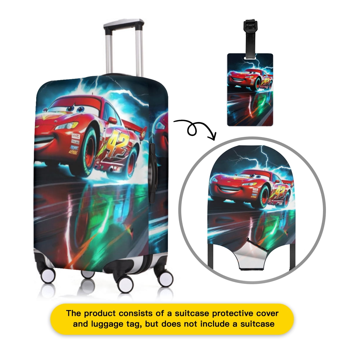 Cars Luggage Cover, Hard Shell Suitcase Cover with Luggage Tag, 21inch ...
