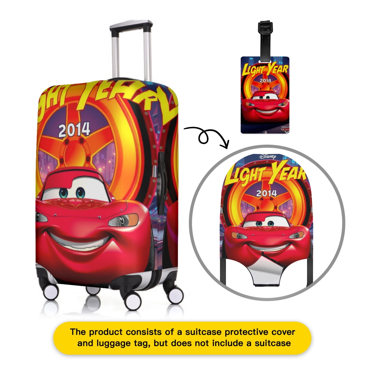 Cars Luggage Cover, Hard Shell Suitcase Cover with Luggage Tag, 21inch ...
