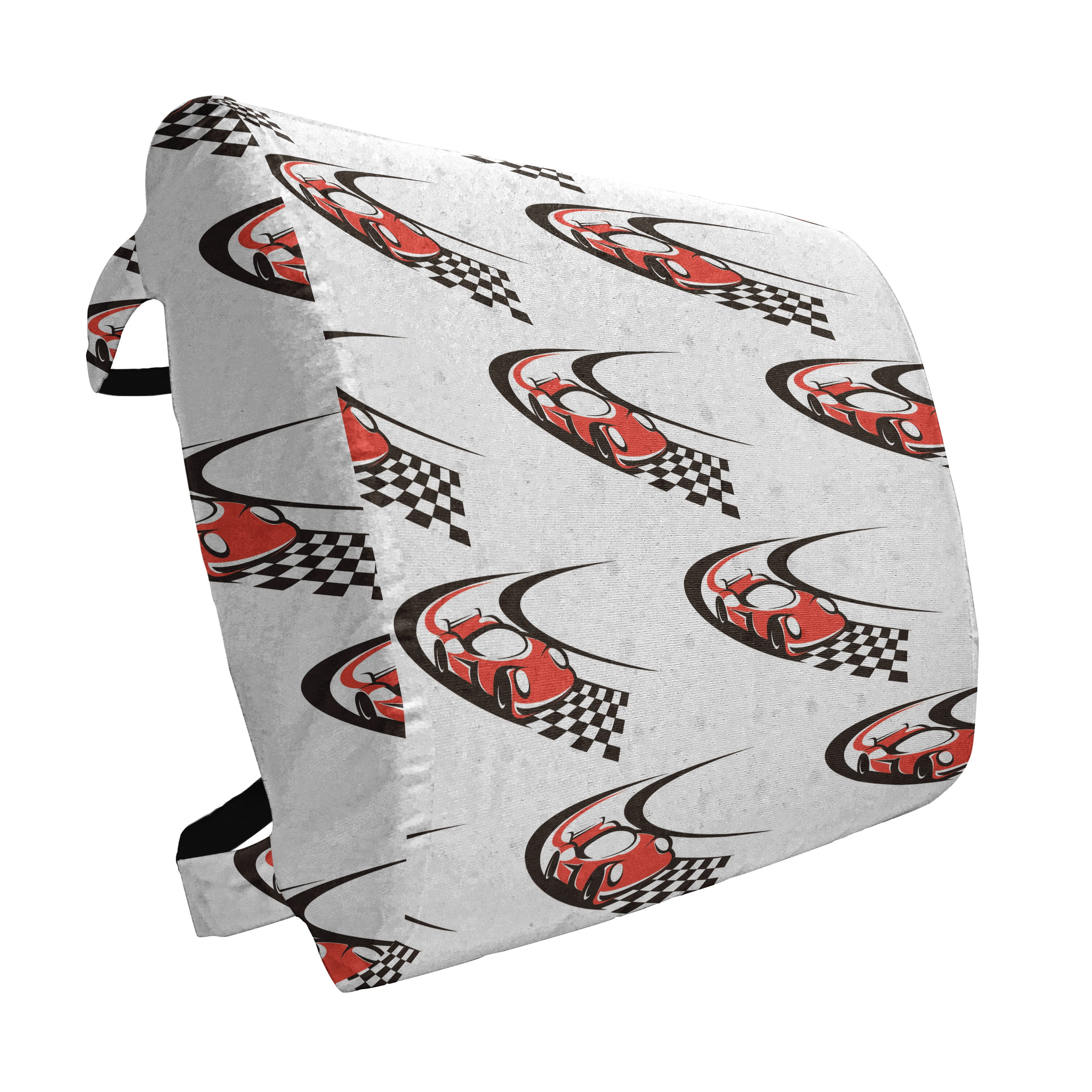 Cars Lumbar Pillow, Speeding Fast Red Race Car on a Formula Rally Near ...