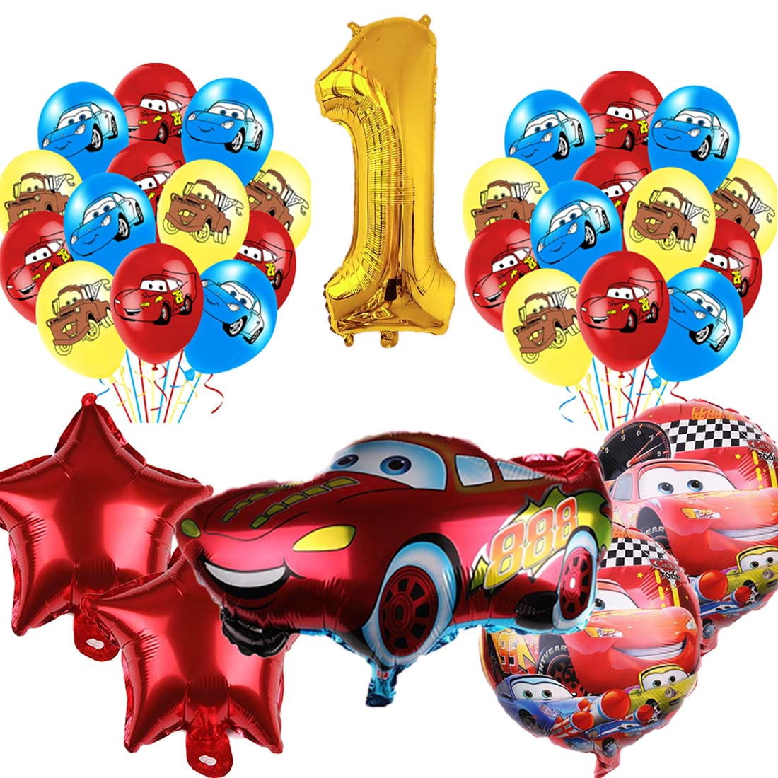 Cars McQueen Balloons Party Supplies 1st Big Number Decorations Decor ...