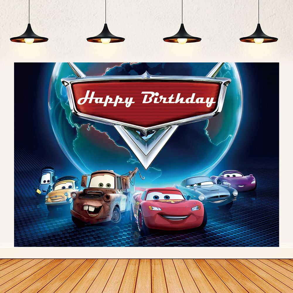 Cars McQueen Cartoon Theme Birthday Flag Background Banner Children's ...