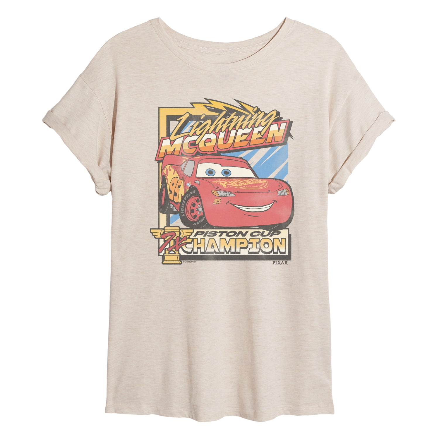Cars - Mcqueen Champion - Juniors Oversized Graphic T-Shirt - Walmart.com