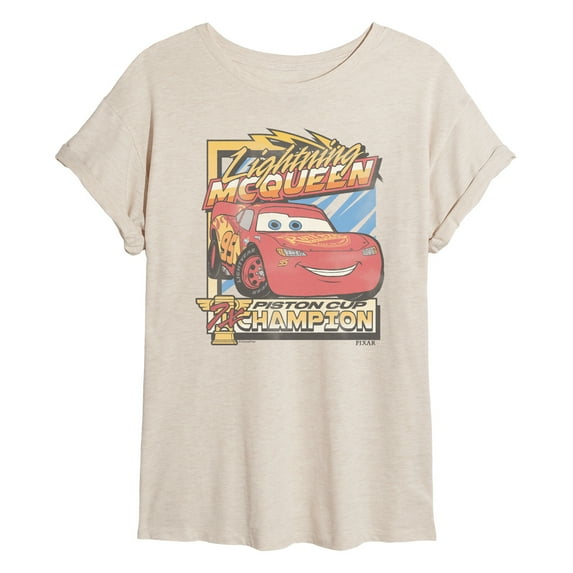 Cars - Mcqueen Champion - Juniors Oversized Graphic T-Shirt - Walmart.com