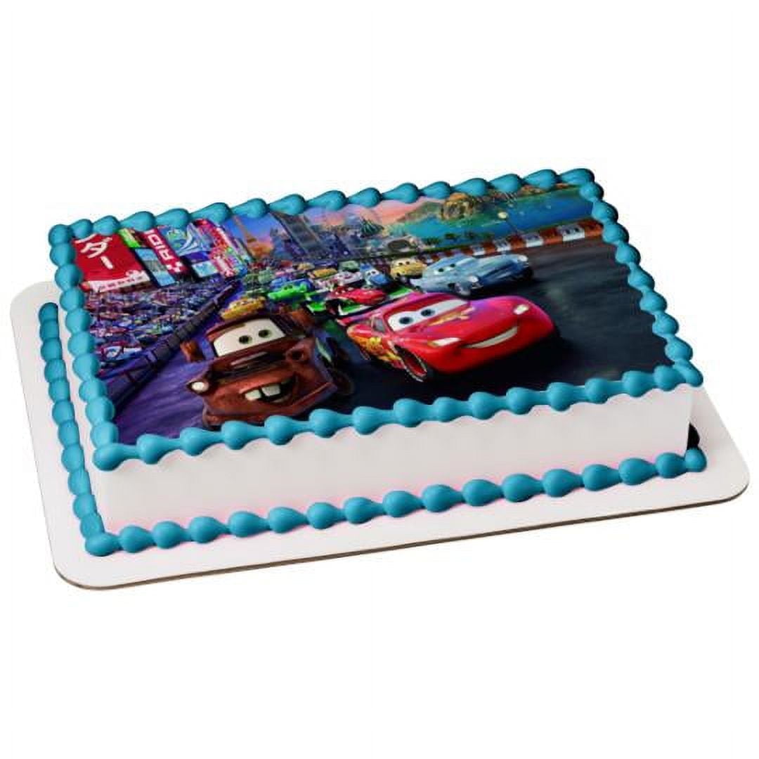 Cars Mcqueen Race Cake Topper Edible Frosting Image 1/4 Sheet ...