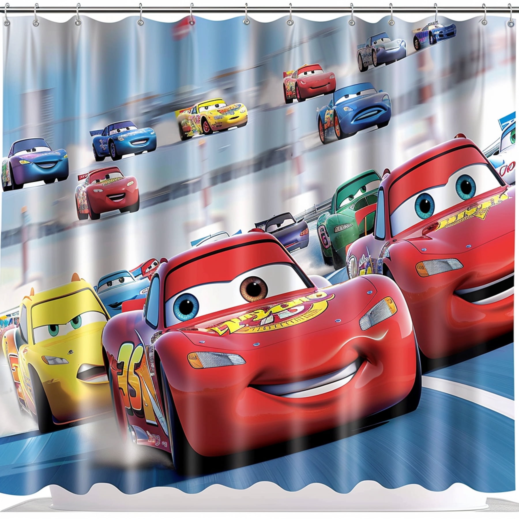 Cars Movie Race Car Theme Shower Curtain Set Featuring Lightning ...