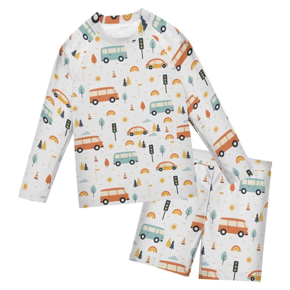 Cars Pattern Design Boys' Bathing Suit UPF 50+ Boys' Rash Guard Sets ...