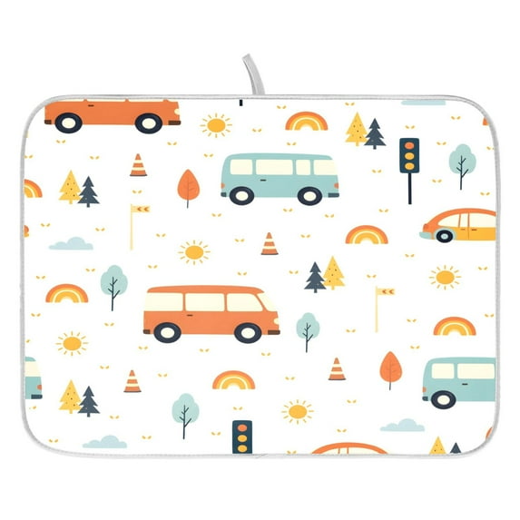 Cars Pattern Design Drying Dish Mat Quick Drying Absorbent Soft Durable ...