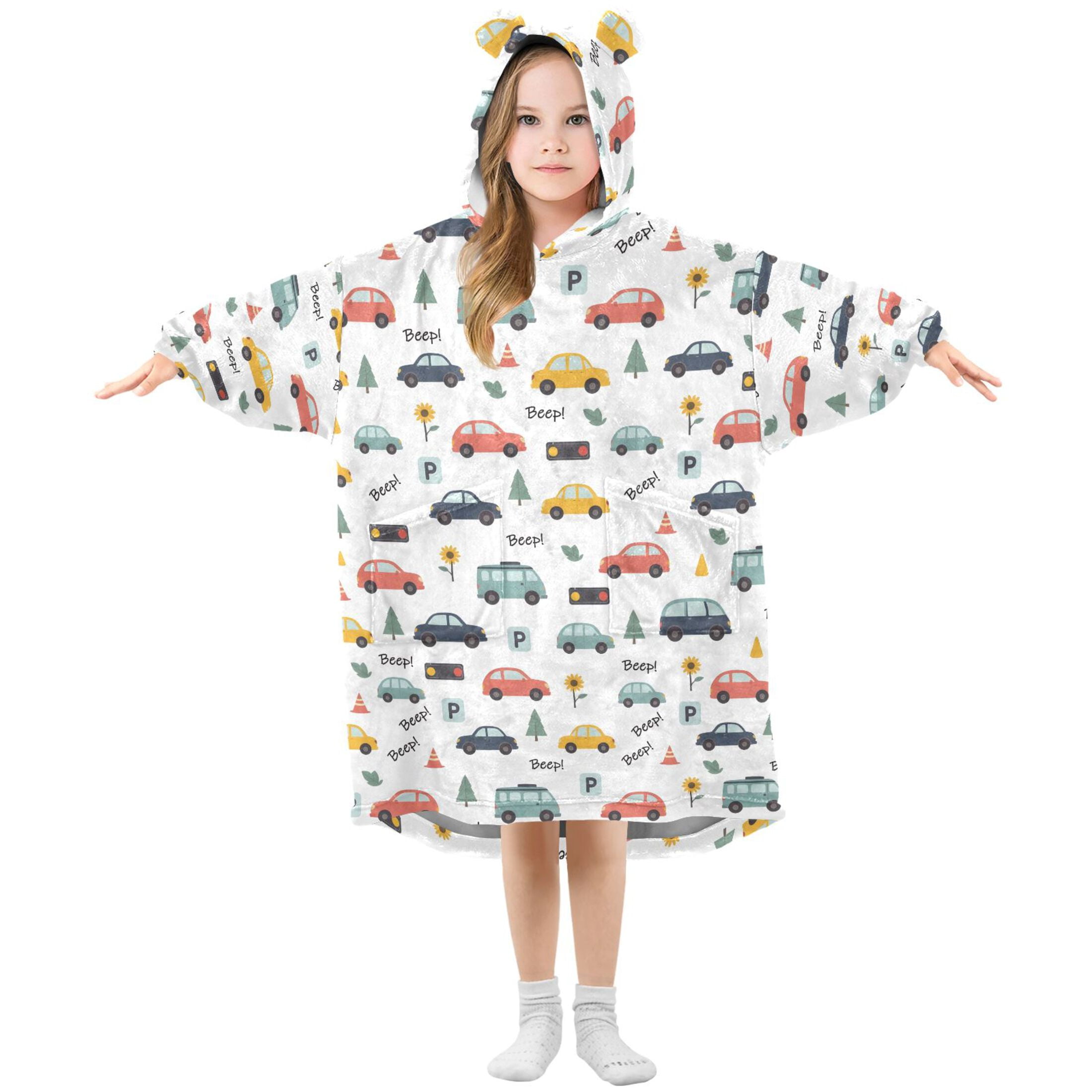 Cars Pattern ﻿Wearable Blankets Hoodie Oversize Sherpa Wearable Soft ...