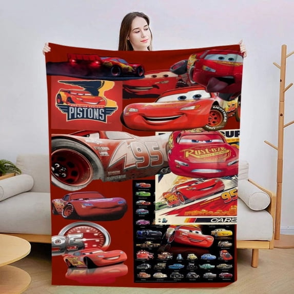 Cars Plush Throw Blanket, Lightning Cars Soft Flannel Blanket Bedroom ...
