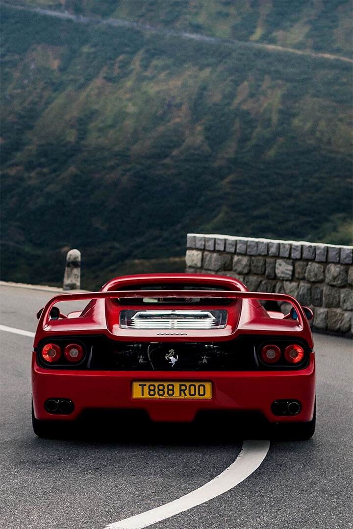 Cars Red Ferrari Landscape Road Land Vehicle Wall Art Decor - 24x36 ...
