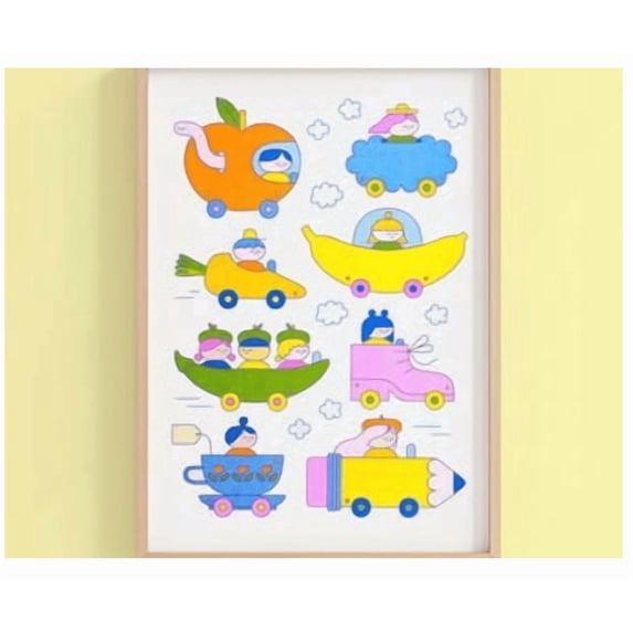 Cars Risograph Print Colorful Kids Wall Art Netherlands Print Poster ...