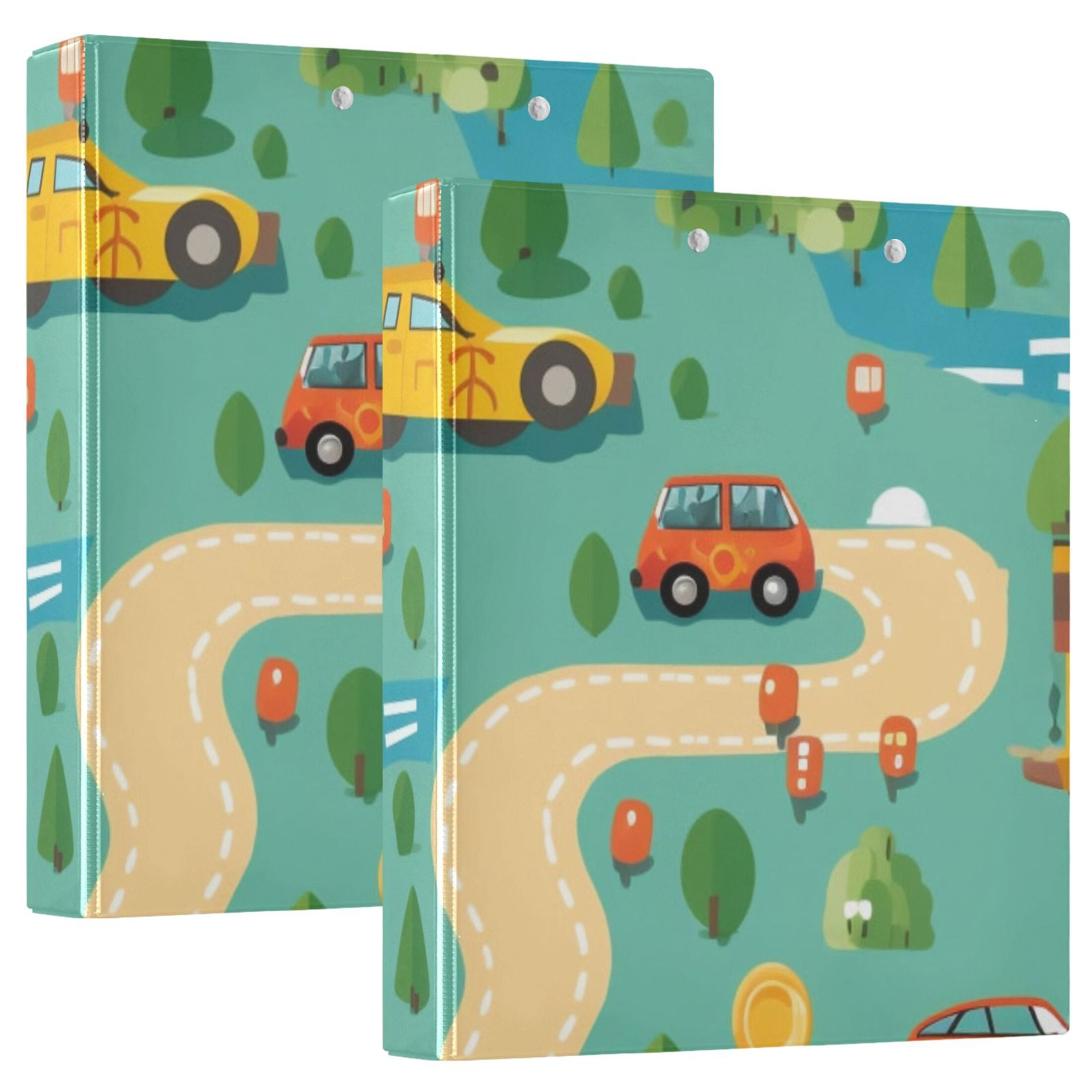 Cars Road Trees Lakes 3 Ring Binders 1.5 inch Hardcover File Folders ...