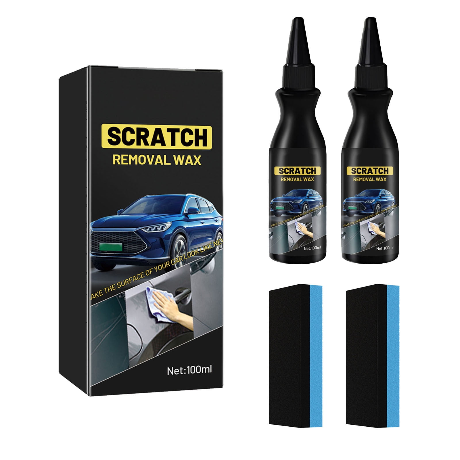 Cars Scratch Repair Paste, 2-Pack Kits with Hydrophobic Gloss Enhancer ...