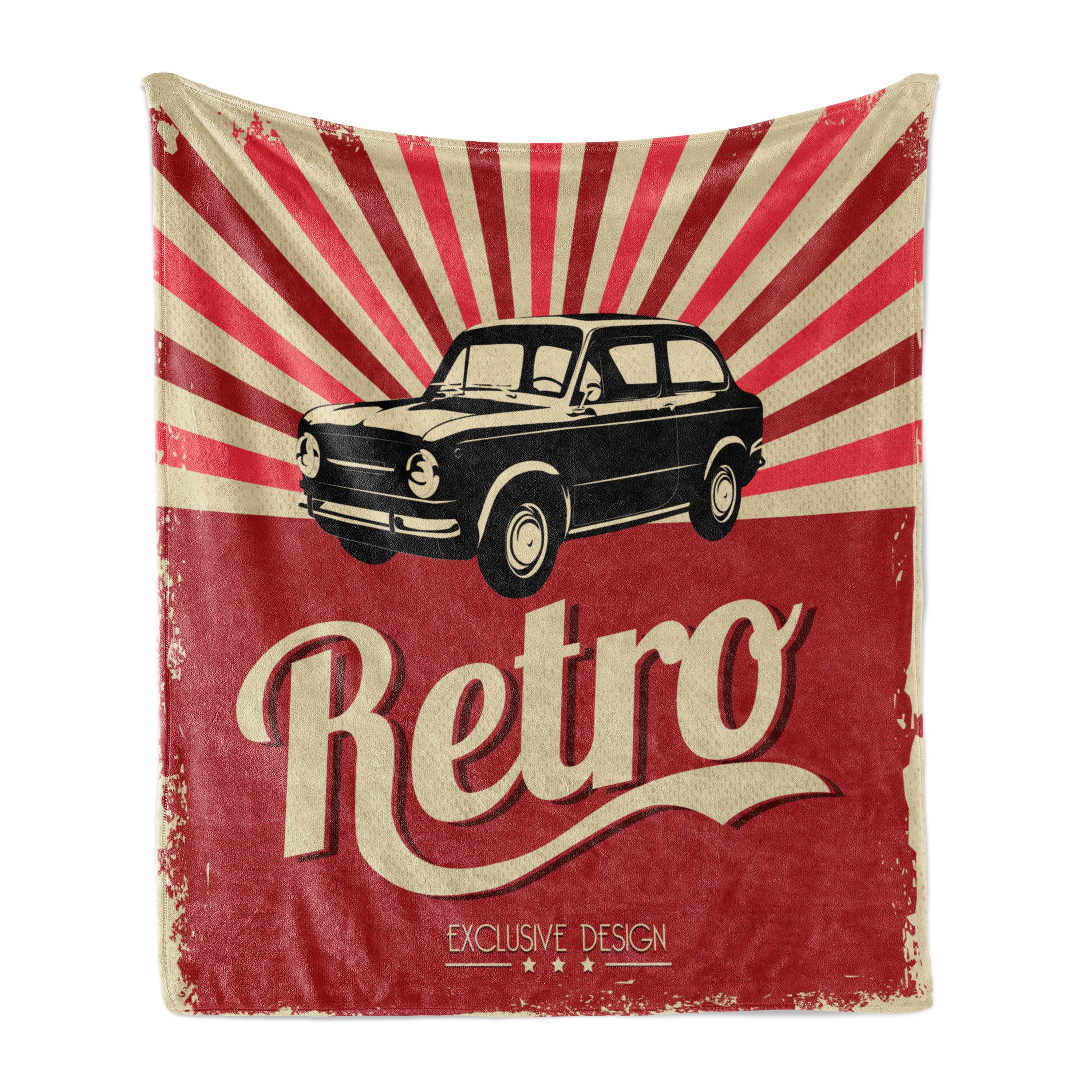 Cars Soft Flannel Fleece Blanket, Retro Poster Design Nostalgic Black ...