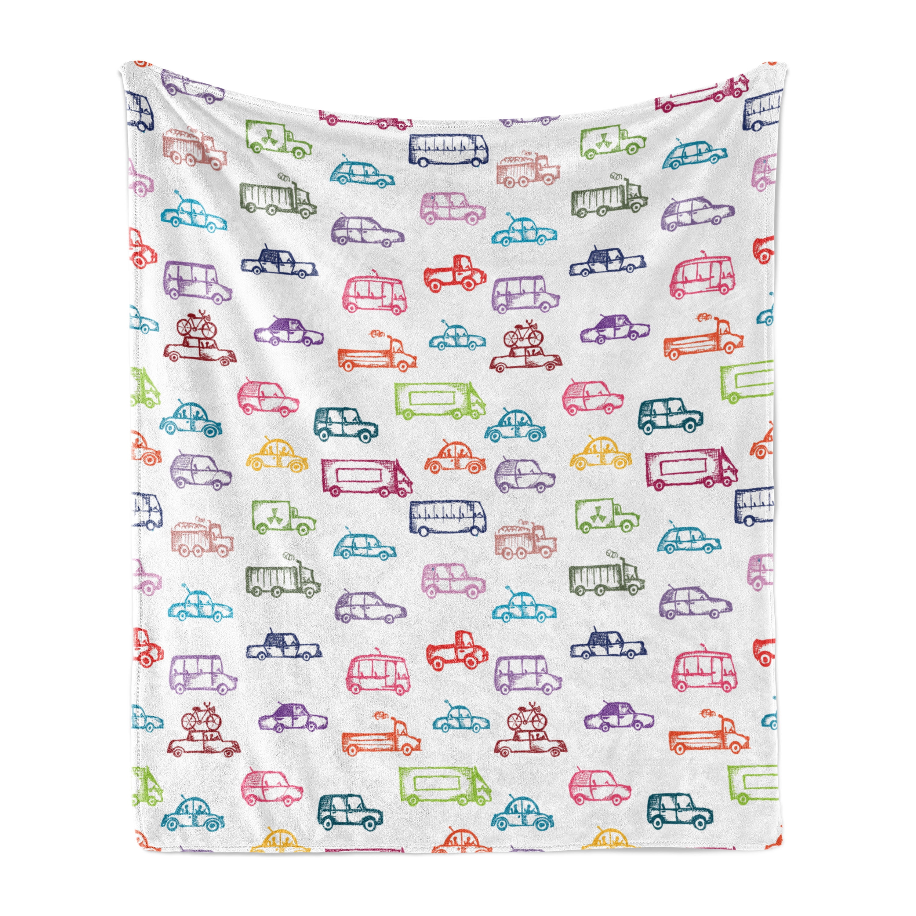 Cars Soft Flannel Fleece Throw Blanket, Various Types of Vehicles Bus ...