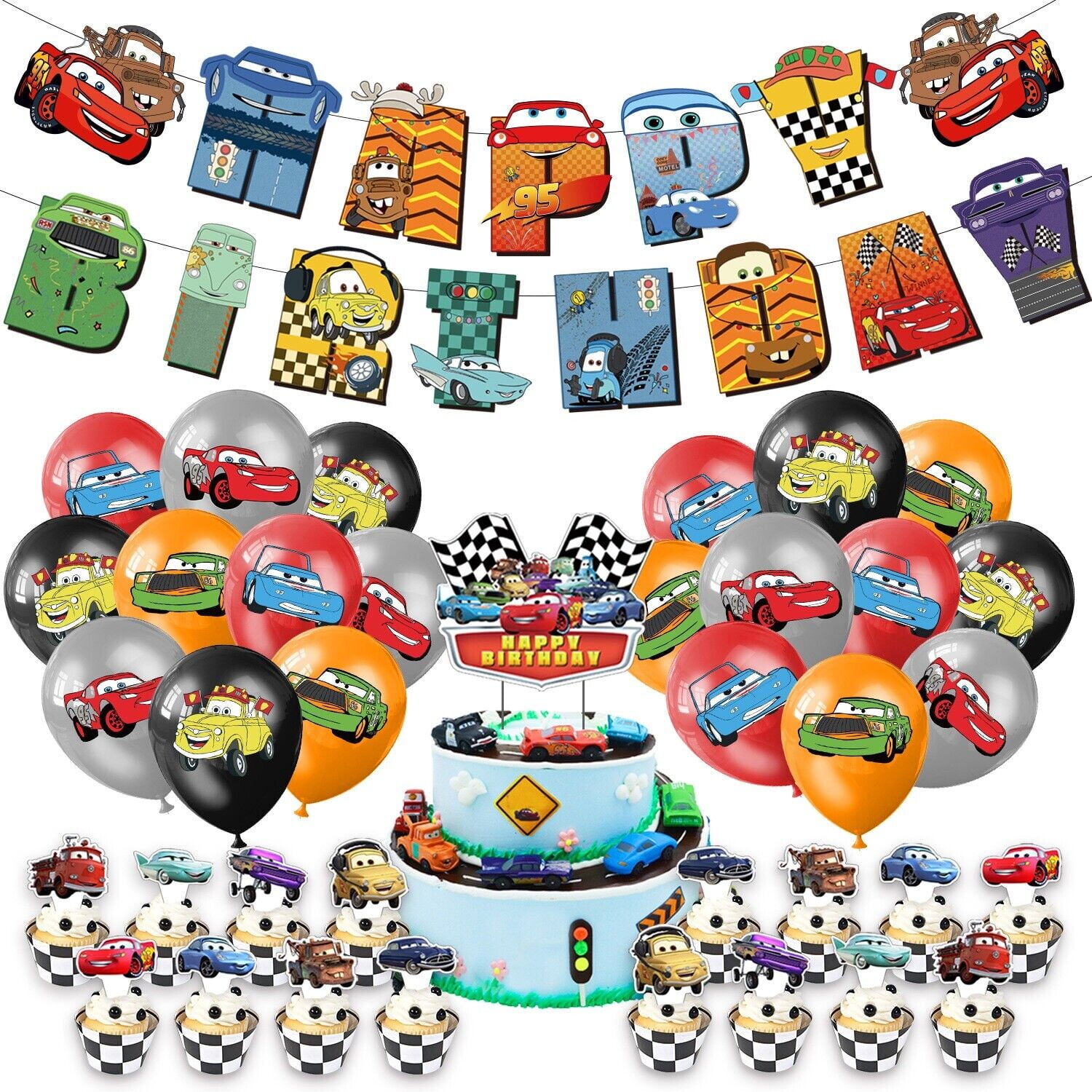 TG Cars Theme Birthday Party Decorations, Balloons, Banner, Cake Topper ...