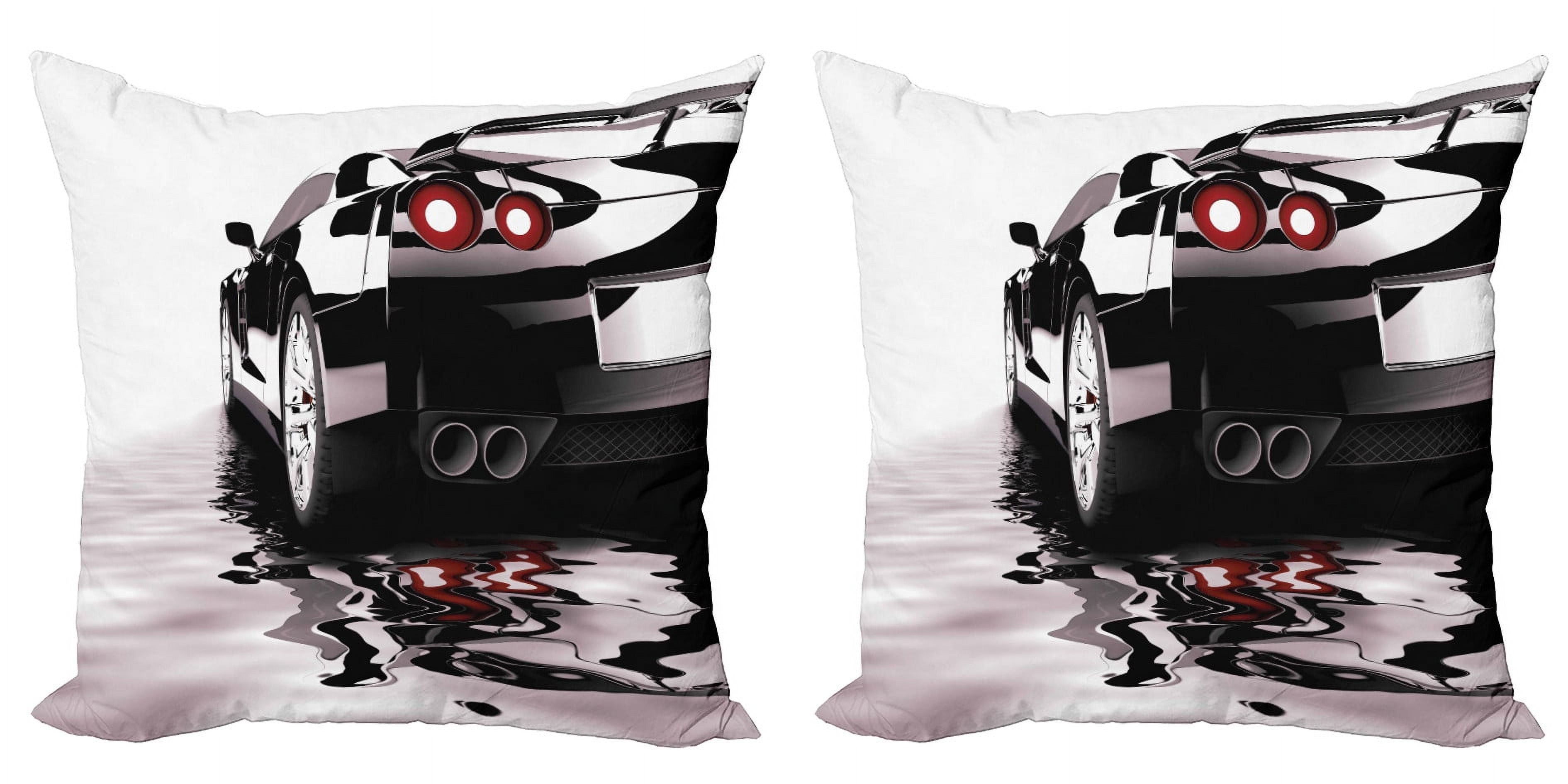 Ambesonne Cars Throw Pillow Cover 2 Pack, Modern Black Vehicle Style ...