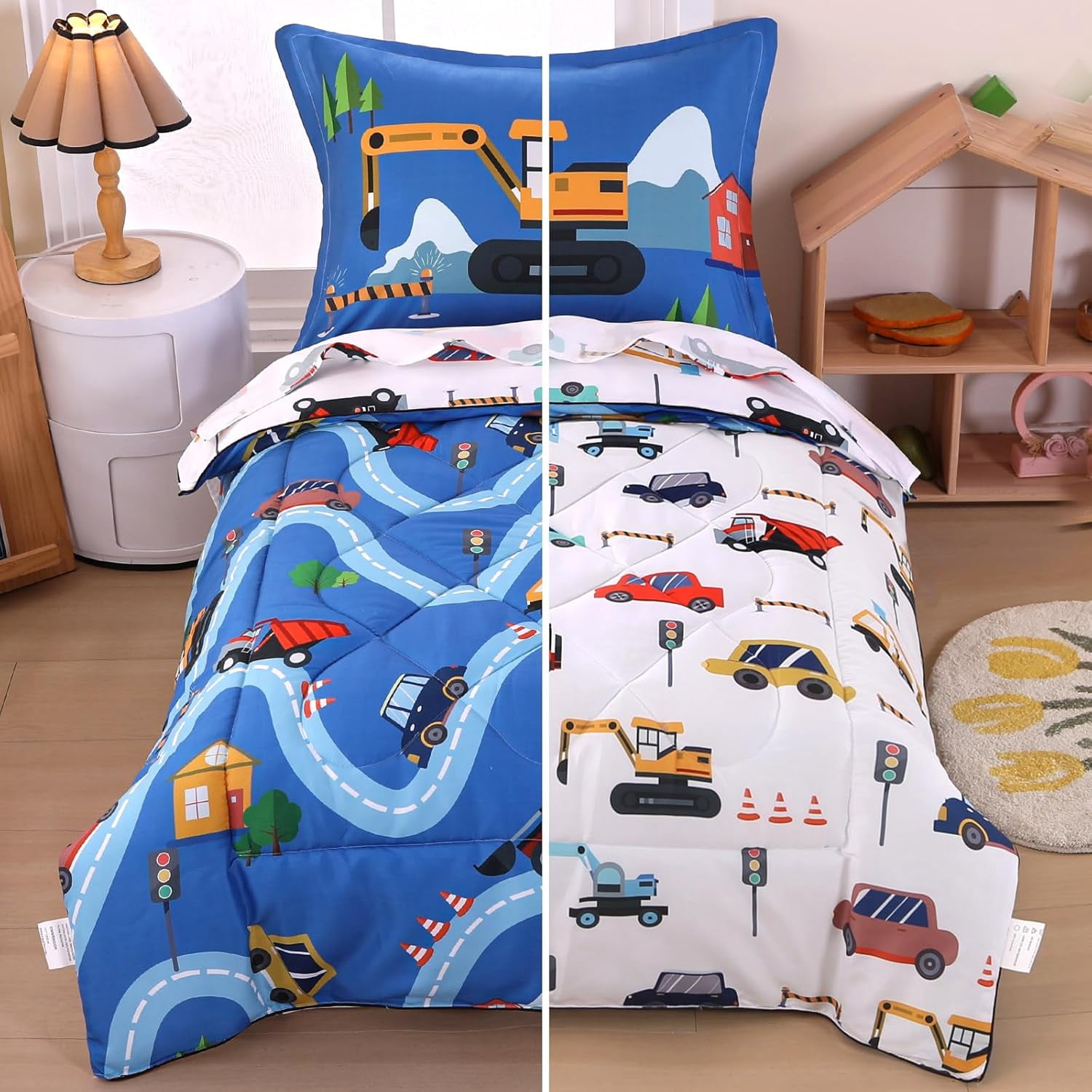 Cars Toddler Bedding Sets for Boys and Girls 4 Pieces Cars Toddler ...