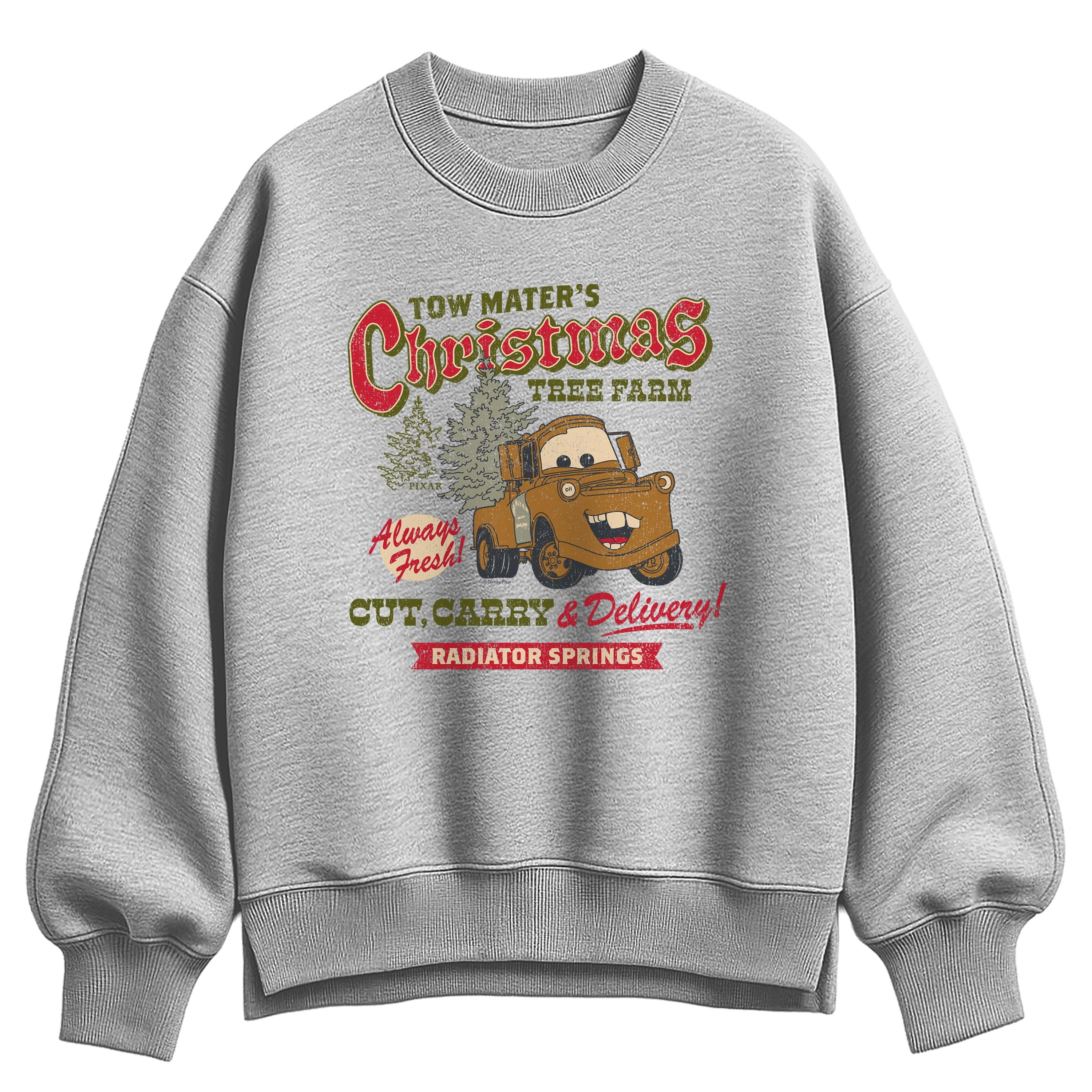 Cars - Tow Mater's Christmas Tree Farm - Women's Oversized Fleece Crew ...