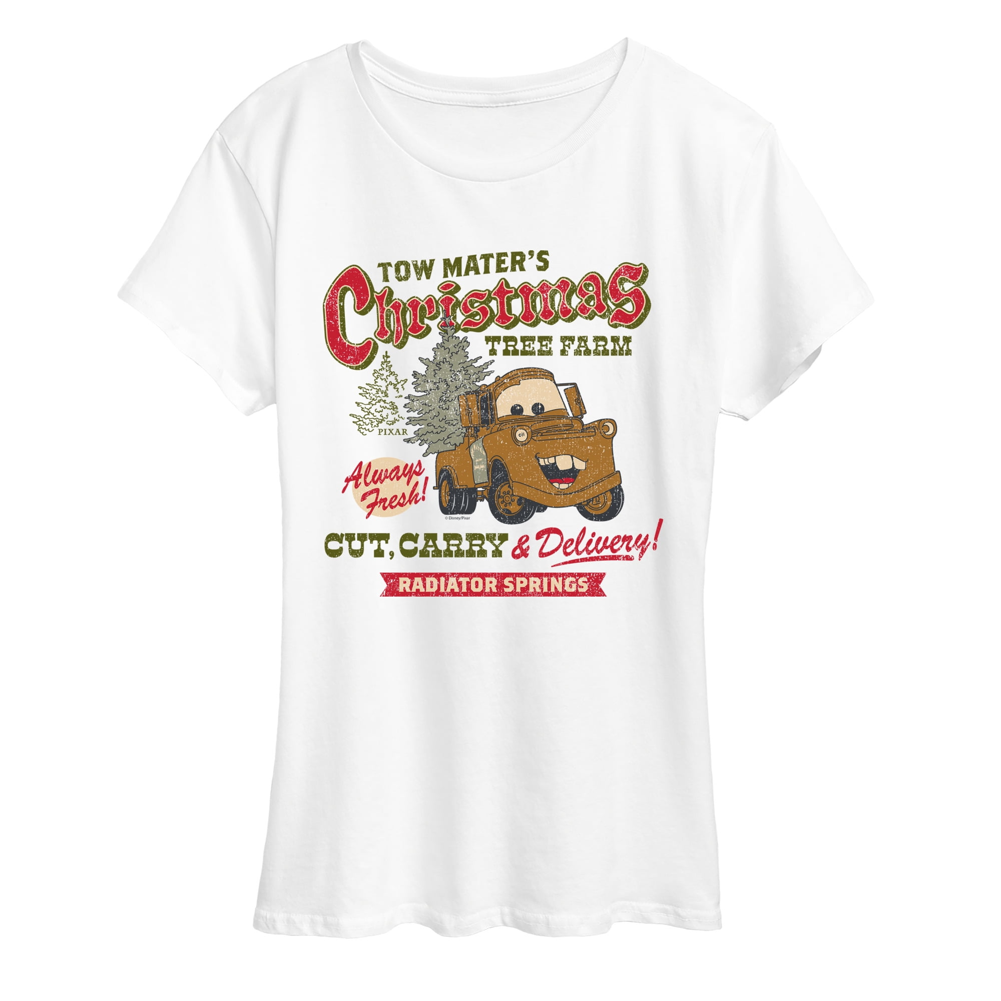 Cars - Tow Mater's Christmas Tree Farm - Women's Short Sleeve Graphic T ...