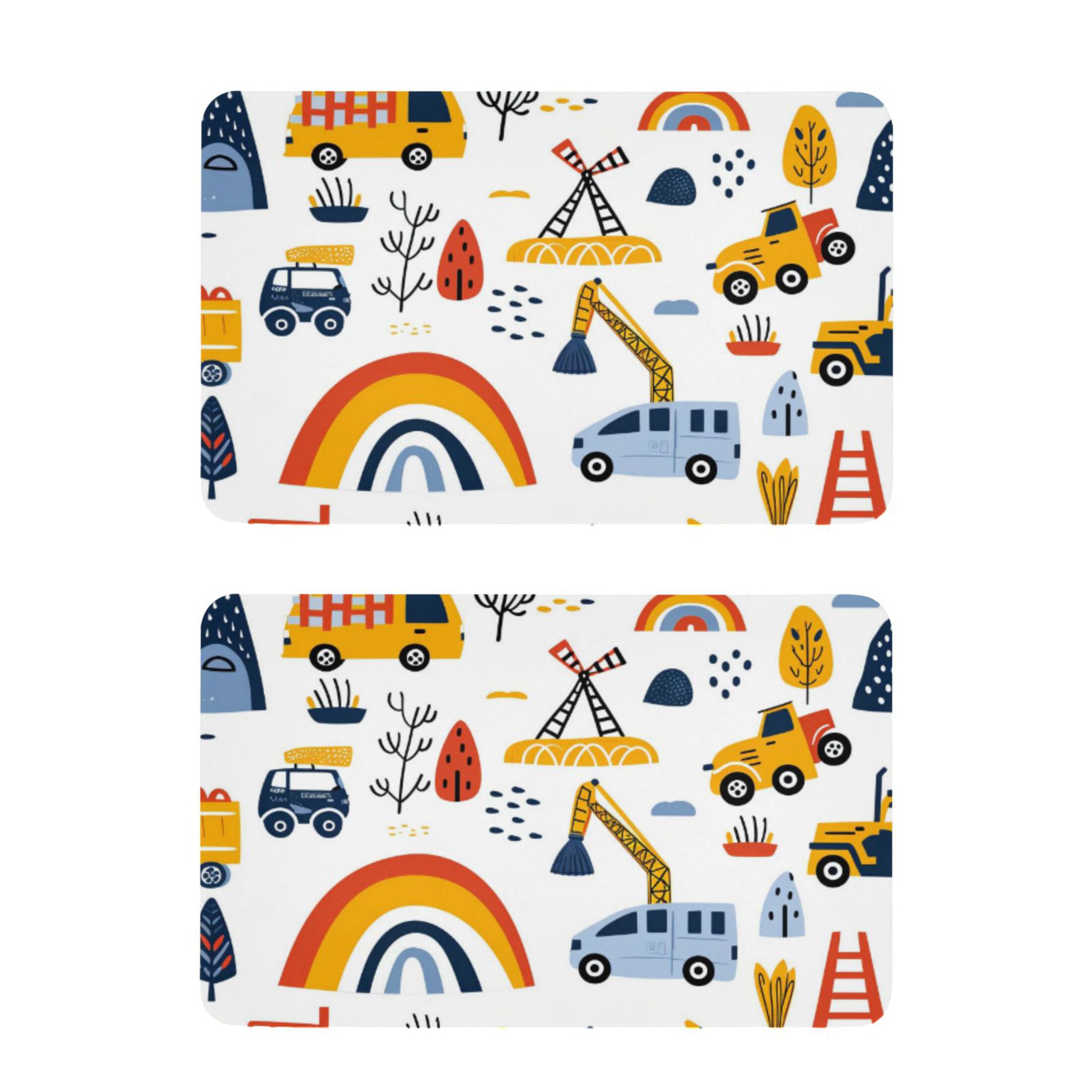 Cars Tree Rainbow Refrigerator Magnet Stickers Square Fridge Magnetic ...
