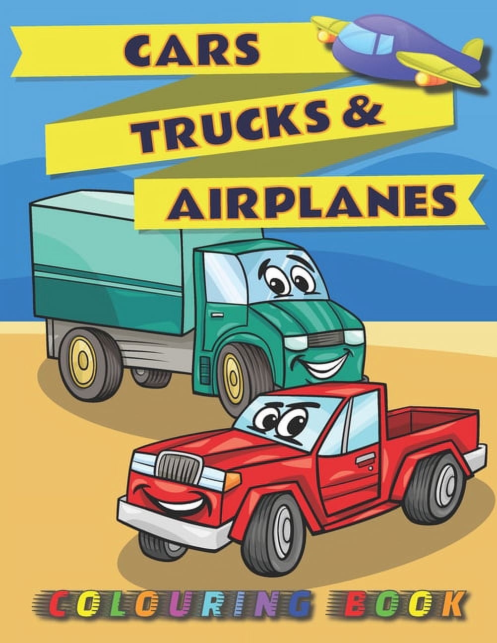 Cars, Trucks & Airplanes Colouring Book: Cute Colouring Pages For ...